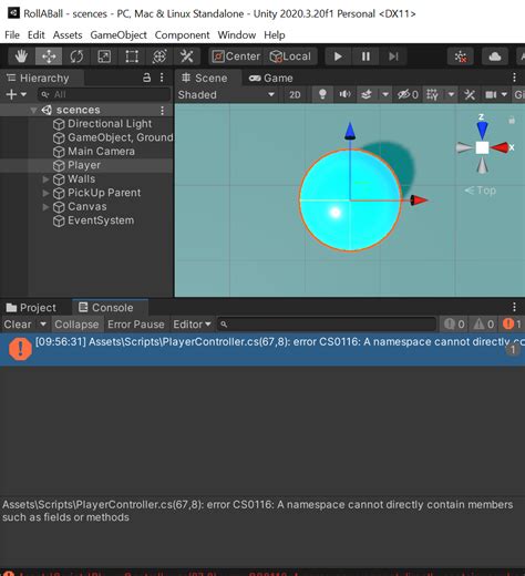 Error Cs0116 A Namespace Cannot Directly Contain Members Such As Fields Or Methods Unity