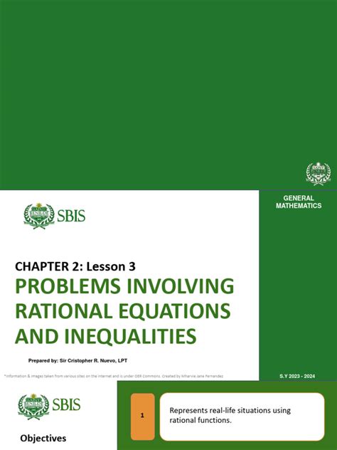 Chapter 2 Lesson 3 Problems Involving Rational Equations And Inequalities Pdf Equations