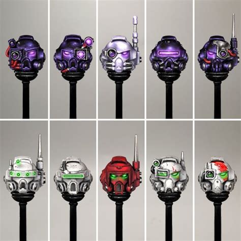 Six Different Types Of Robot Heads On Top Of Each Other All With