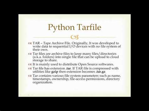 Python Tarfile How To Create Tar File With Python Part YouTube