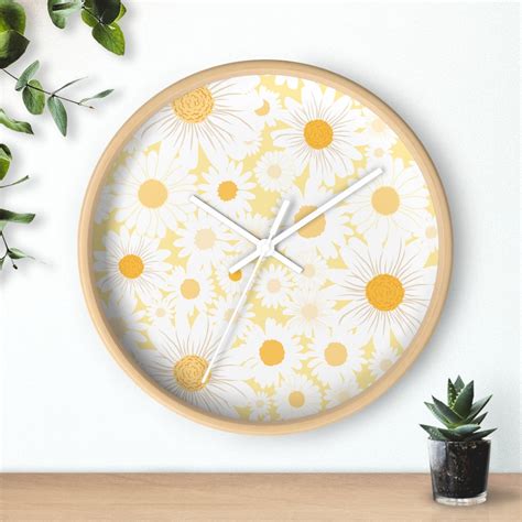 Floral Wall Clock Daisy Clock Wooden Flower Clock Daisies Wood Wall Clock Daisy Nursery