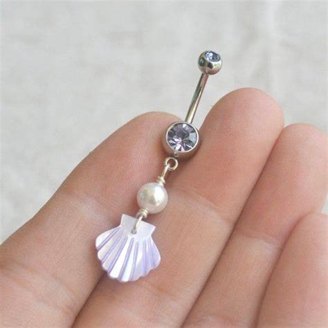 Pearl And Shell Belly Ringbelly Button Ringsbeach Belly Ringnavel