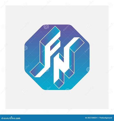 Three Dimension Letters F And N On A Hexagonal Substrate Isometric 3d
