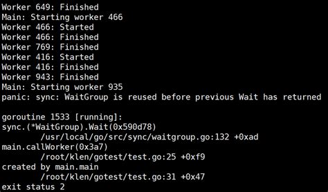 go different wg done causes waitgroup is reused before previous