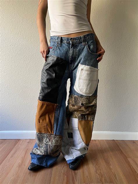 Reconstructed Us Polo Denim Patchwork Jeans Etsy Canada In 2024