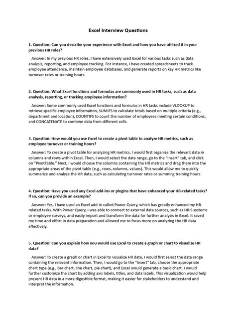 Excel Interview Questions Pdf Microsoft Excel Computing