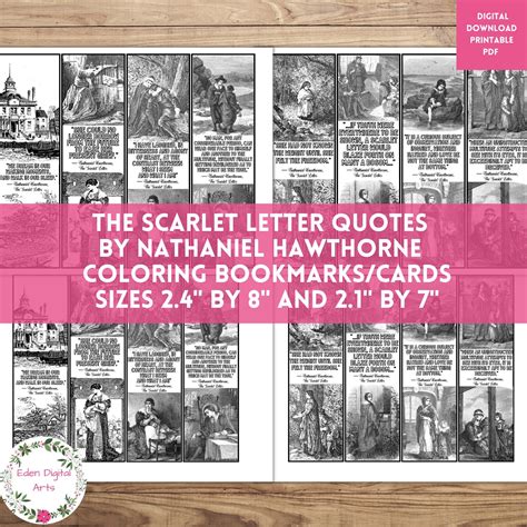 The Scarlet Letter Quotes Coloring Bookmarks