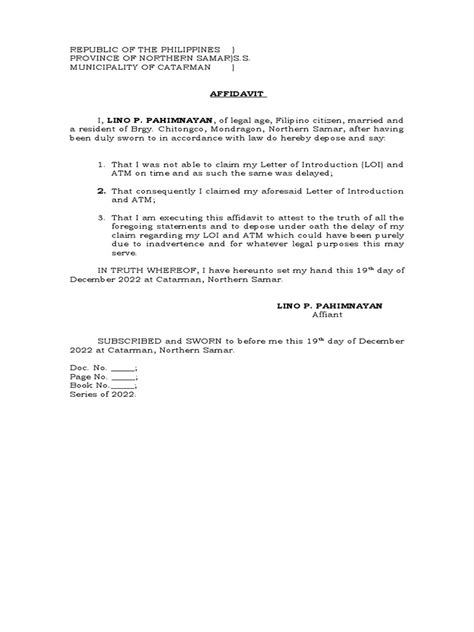Affidavit Of Delay Pdf