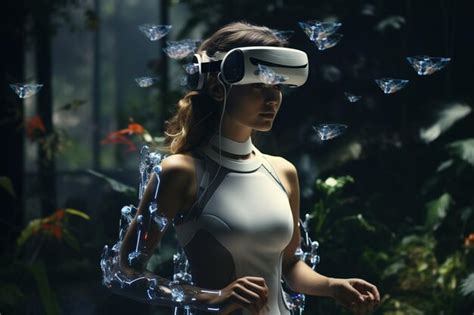 Premium Ai Image Full Shot Woman Augmented Reality Technology