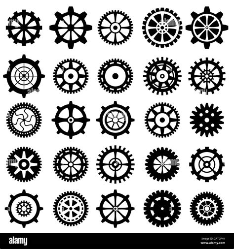 Collection Of Retro Gear Icon Vector Vintage Transmission Cogwheels