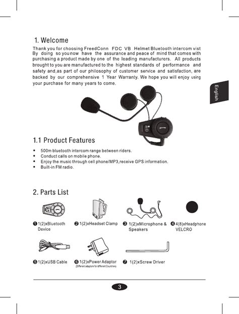 Shenzhen Freedconn Fdc Vb Helmet Bluetooth Intercom Headset User Manual 1