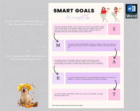 Printable Weight Loss Tracker Smart Goals For Weight Loss Template