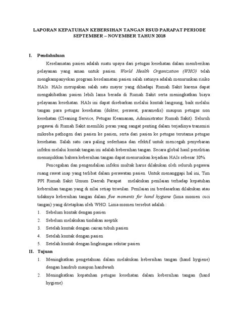 Laporan Kebersihan Tangan Pdf