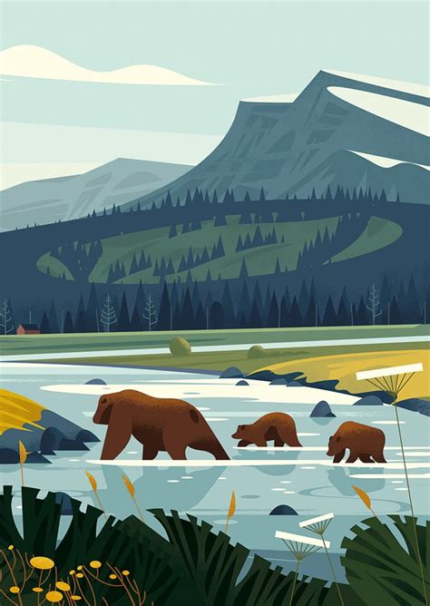 Yellowstone On Behance Landscape Illustration Illustration Art