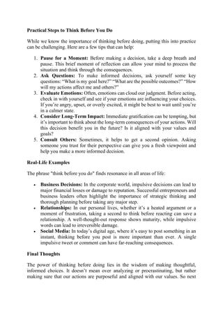 Think Before You Do Power Mindful Action Pdf