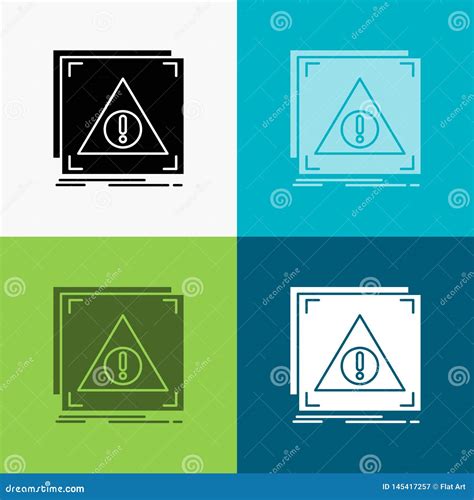 Error Application Denied Server Alert Icon Over Various Background Glyph Style Design
