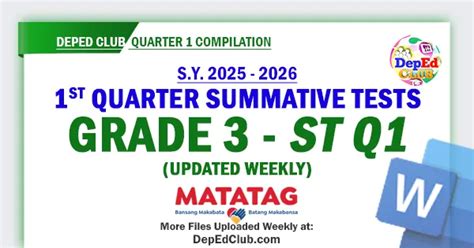 Grade 3 Matatag Summative Test Q1 Weeks 1 8 The Deped Teachers Club