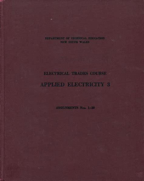 Electrical Trades Course Applied Electricity 3 Assignments Nos 1 30 By Department Of