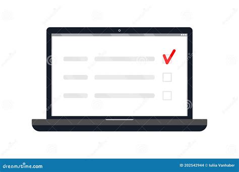 Laptop Screen With Checklist Document Stock Vector Illustration Of