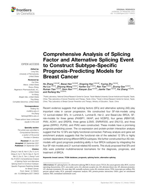 Pdf Comprehensive Analysis Of Splicing Factor And Alternative