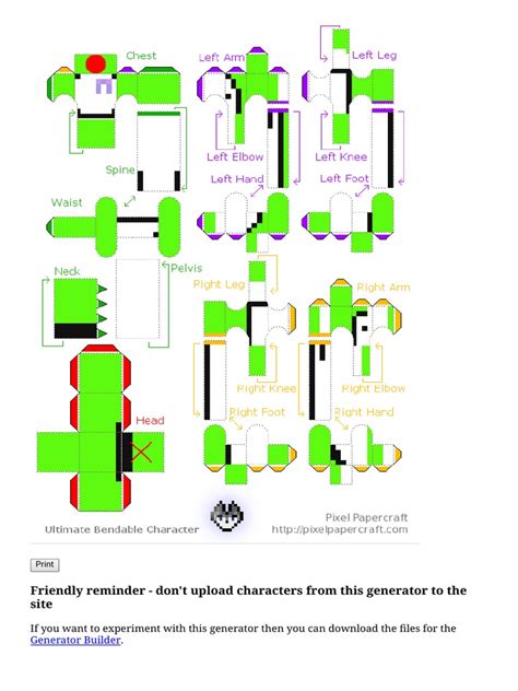 Minecraft Character Bendable Papercraft Generator Pdf