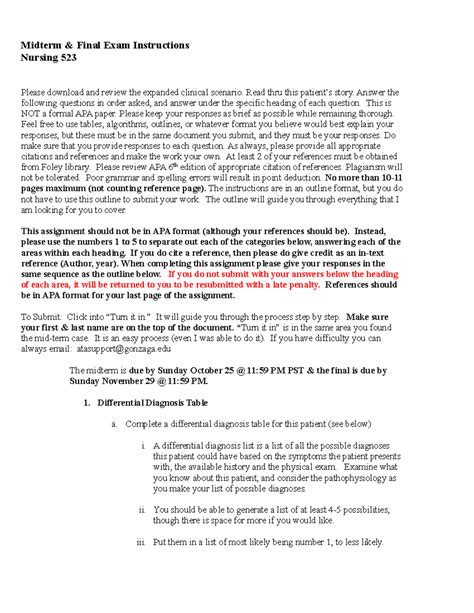 N523 Midterm Exam Instructions Fall2020 Midterm And Final Exam Instructions Nursing 523 Please