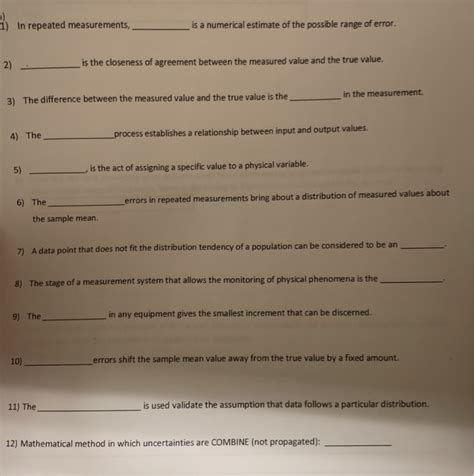Solved I In Repeated Measurements Is A Numerical Estimate