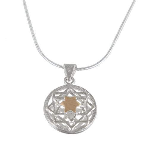 Silver Necklace Tikkun Chava Eves Tikkun Double Sided With Gold And Diamond Jewish