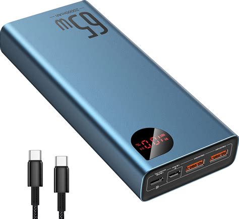 Baseus Power Bank 65w 20000mah Laptop Portable Charger Fast Charging Usb C 4 Port Pd30