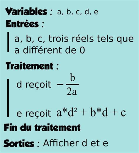 Algorithme Second Degré Si Alors Conditions Variables Première