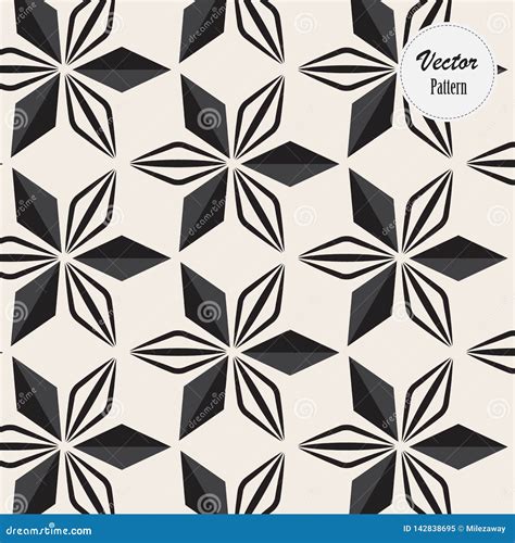 Linear Vector Pattern Repeating Abstract A Linear Leaf Each Circling On Hexagon Shape Stock