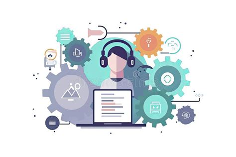 Technical Support Template Concept Flat Design Icon Hotline Stock