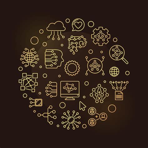 Premium Vector Neural Network Circle Shaped Line Golden Banner Vector