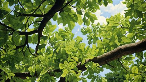 A Chestnut Tree S Canopy Showcasing The Arrangement And Intricacies Of