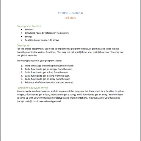 Solved Cs Prelab Fall Concepts To Practice Chegg