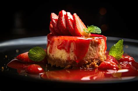 Premium Ai Image Strawberry Cheesecake Cheesecake Pastry Cream Cheese