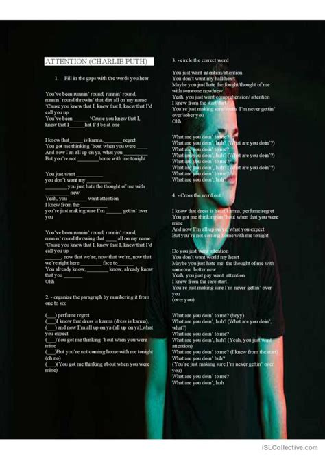 Attention By Charlie Puth Lyrics Card Pinterest Attention Charlie Puth