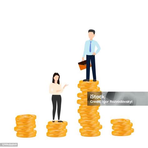 성공적인 비즈니스 남자와 여자 금화의 리프팅 스택의 상단에 서 남자에 대한 스톡 벡터 아트 및 기타 이미지 남자 동전 여자 Istock