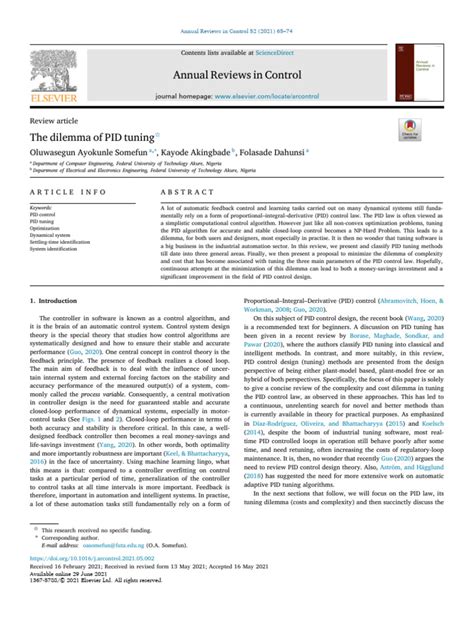 The Dilemma Of Pid Tuning Pdf Control Theory Applied Mathematics
