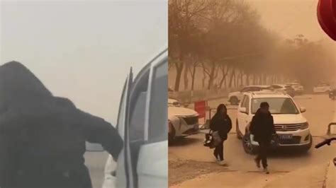 注意安全！女子出行遇14级大风，路边有车辆车门被吹坏：我们找地方先休息了，安全第一凤凰网视频凤凰网