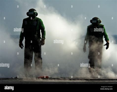Us Navy Sailors Reset A Steam Powered Catapult For Flight Operations