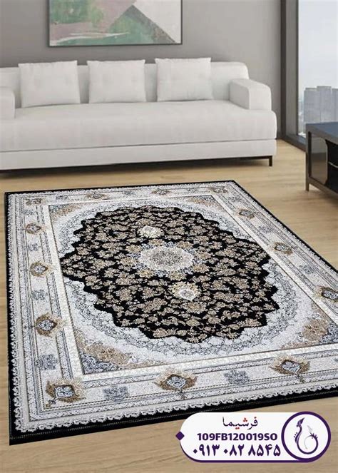 فرش پونه گل برجسته طلاکوب رنگ سرمه ای 1200 شانه