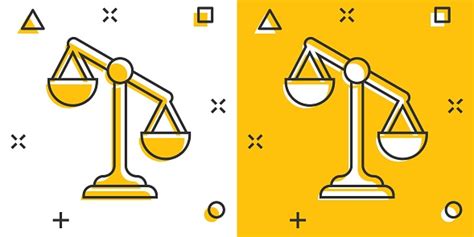 만화 스타일의 아이콘을 비늘 고립 된 배경에 Libra 만화 벡터 일러스트레이션 대량 비교 시작 효과 기호 비즈니스 개념 개념에