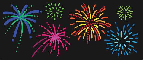Set Of New Year Firework Vector Illustration Collection Of Glow
