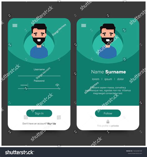log sign ui ux screen design stock vector royalty free 1023200149