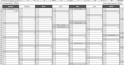 Calendrier 2023 Excel à Imprimer Gratuit Le Meilleur Modèle Vierge