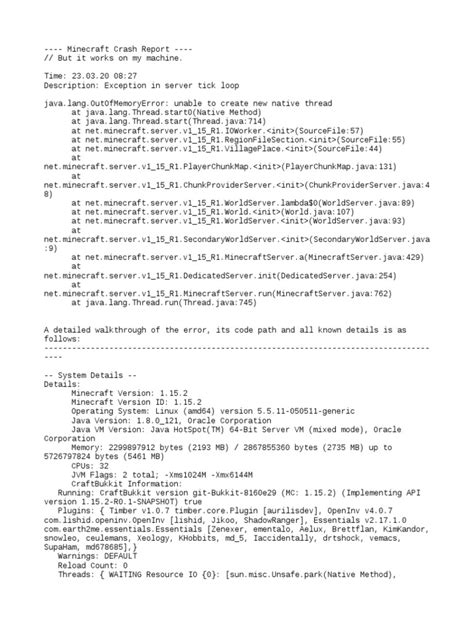 Crash 2020 03 23 082712 Server Pdf Java Programming Language Virtual Machine