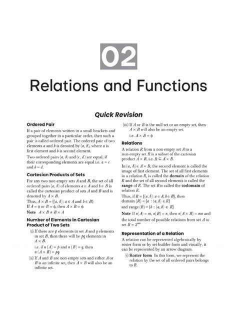Class 11 Mathematics Chapter Relation And Function Pdf