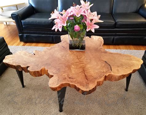 Custom Made Black Walnut Live Edge Coffee Table Live
