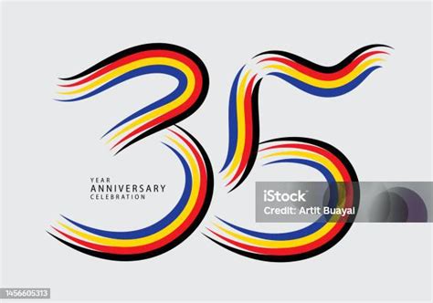 35 주년 기념일 축하 로고 타입 다채로운 선 벡터 35 번째 생일 로고 35 숫자 배너 템플릿 초대 카드 및 포스터에 대 한 벡터 디자인 템플릿 요소 숫자 디자인 벡터
